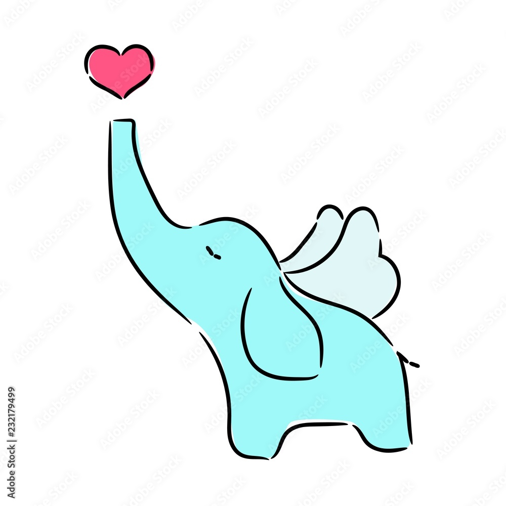 Cute Elephant Heart Cartoon