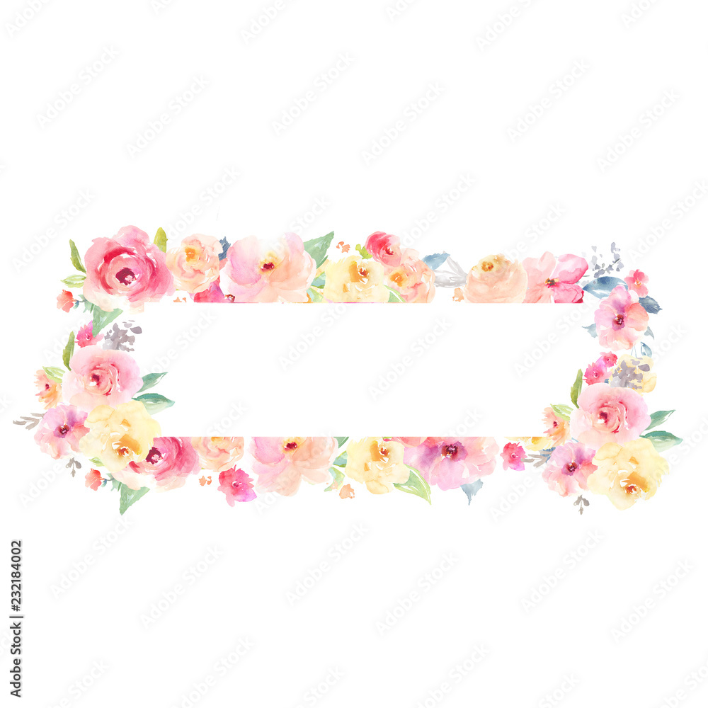 Watercolor Flower Frame Backgrounds. Floral Frame Borders Stock ...