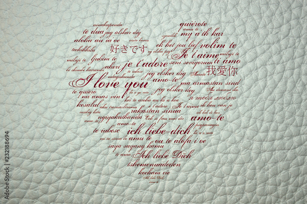 Heart with the phrase I LOVE YOU in different languages of the world on ...