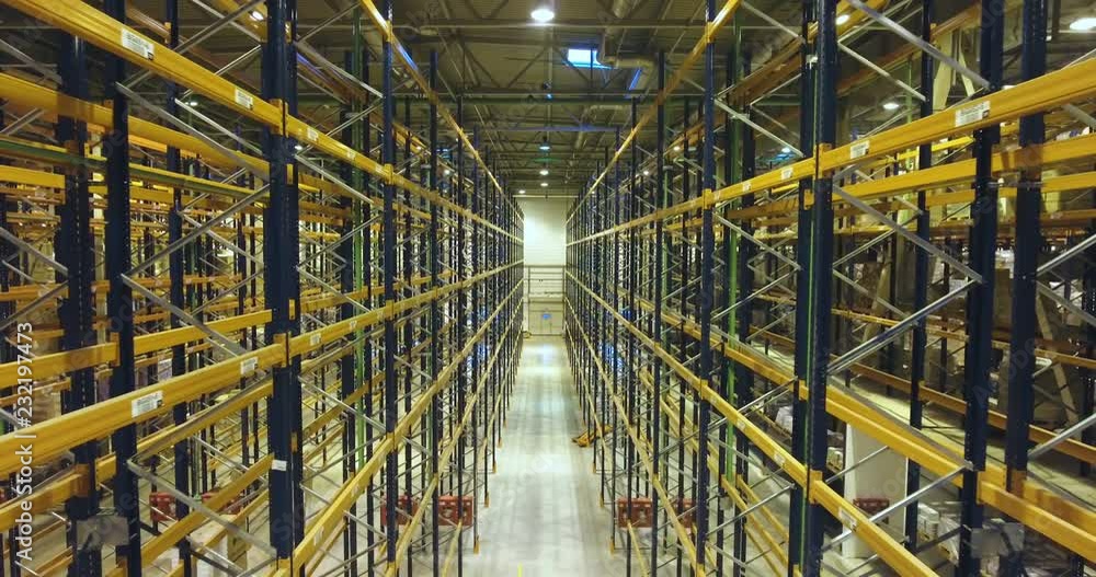 Warehouse, hangar storage racks and shelves industrial logistic ...