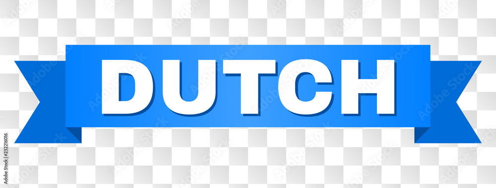 DUTCH text on a ribbon. Designed with white caption and blue stripe ...