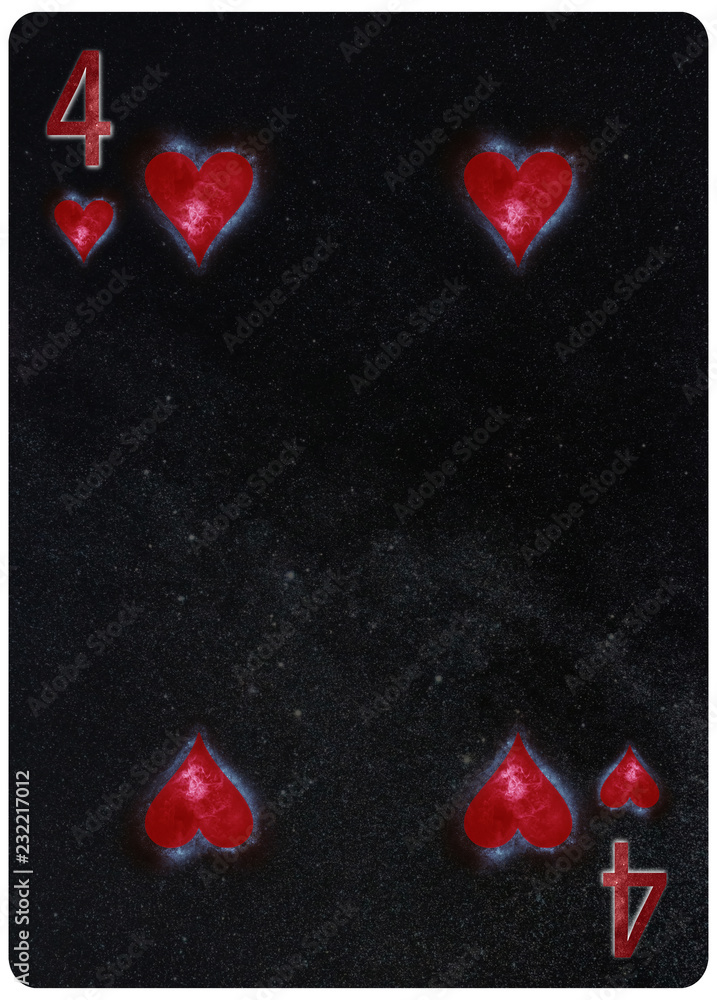 Four of Hearts playing card Abstract Background Stock Illustration ...