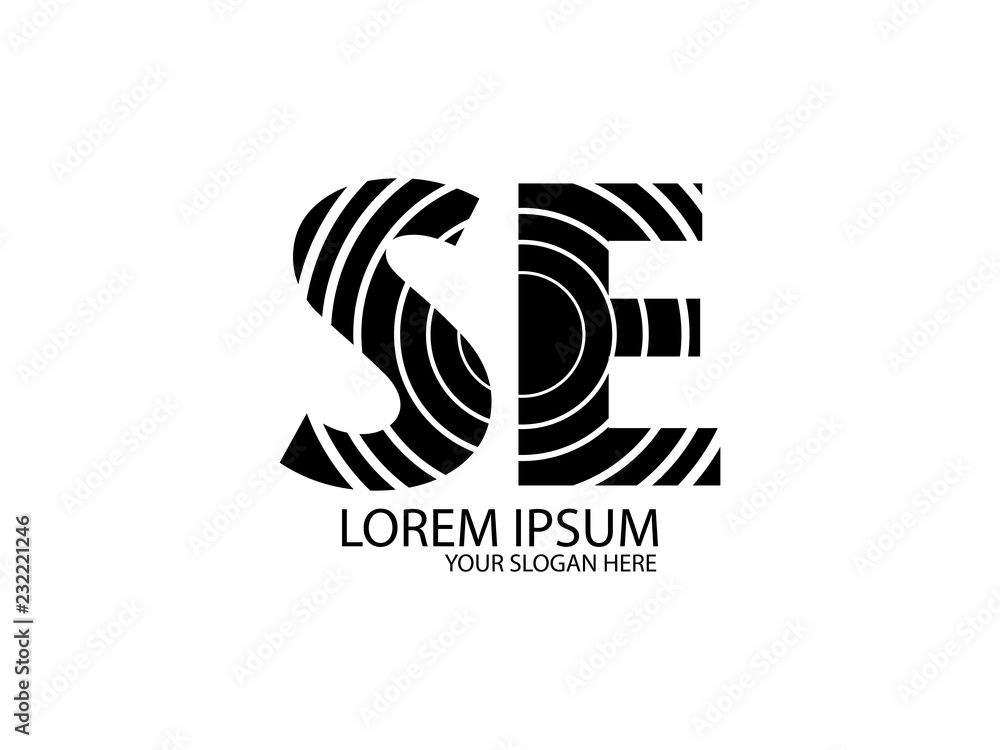letter S and E logo circle line and combination Stock Vector | Adobe Stock