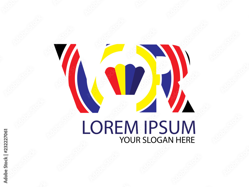 letter V and R with badminton ball logo circle line and combination ...