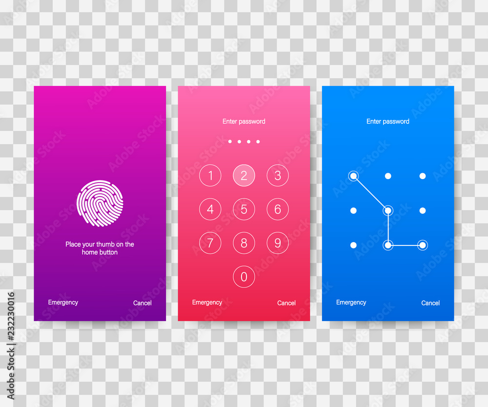 Screen lock authentication password smartphone background template. Illustration of phone ID ...