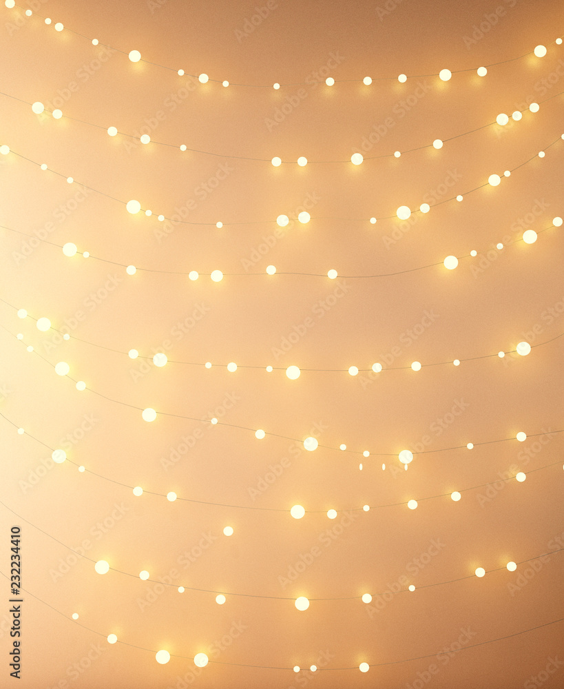 fairy lights on the wall background Stock Illustration | Adobe Stock