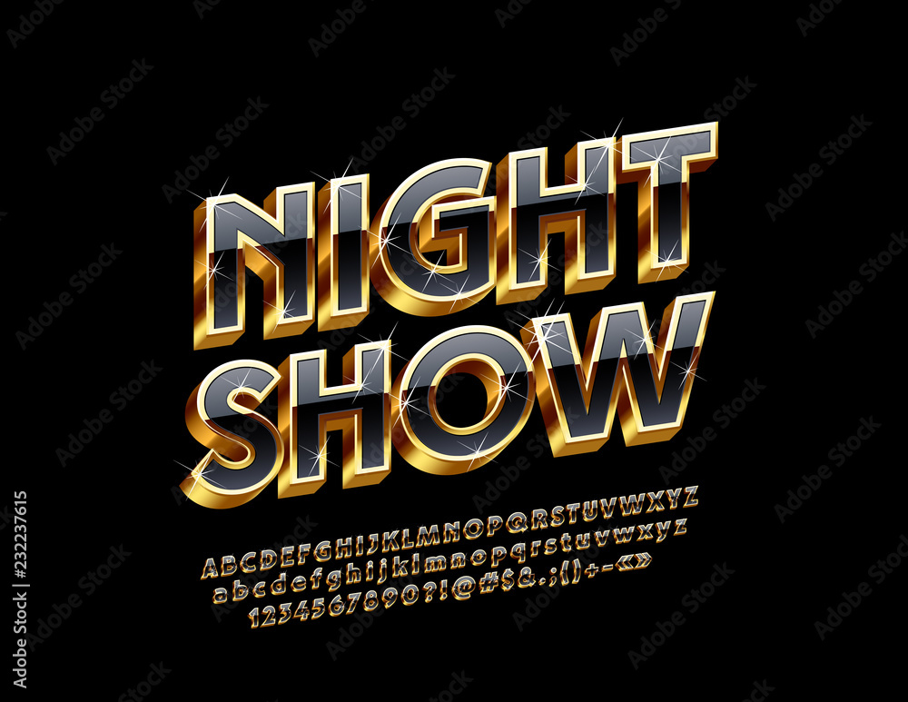 Vetor de Luxury Logo with text Night Show. Vector set of Alphabet ...