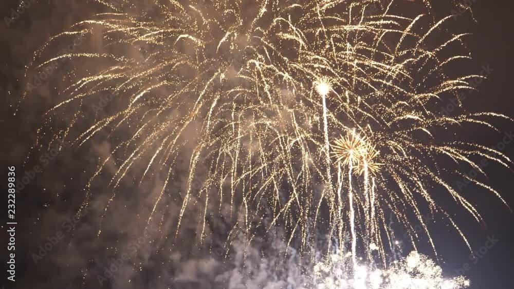 Impressive spectacular final shots of firework display being shot up to ...