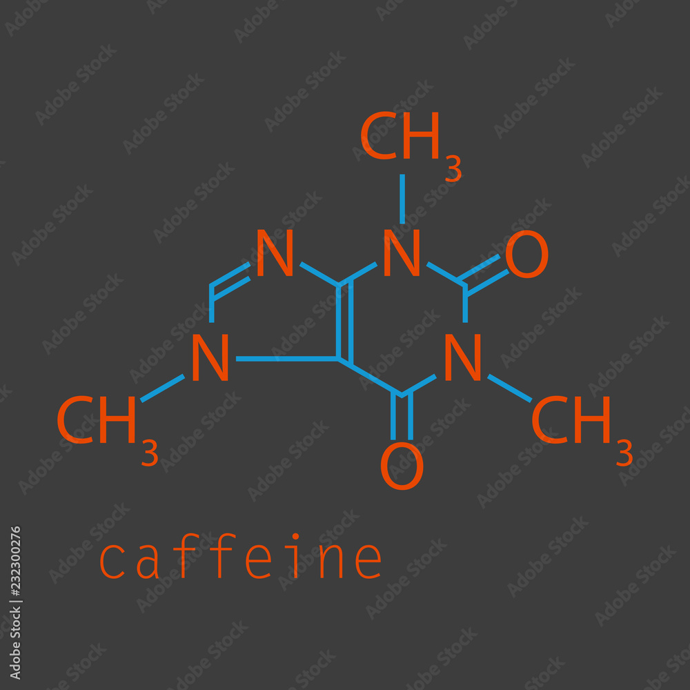 Caffeine molecule chemical structure. Vector illustration background ...