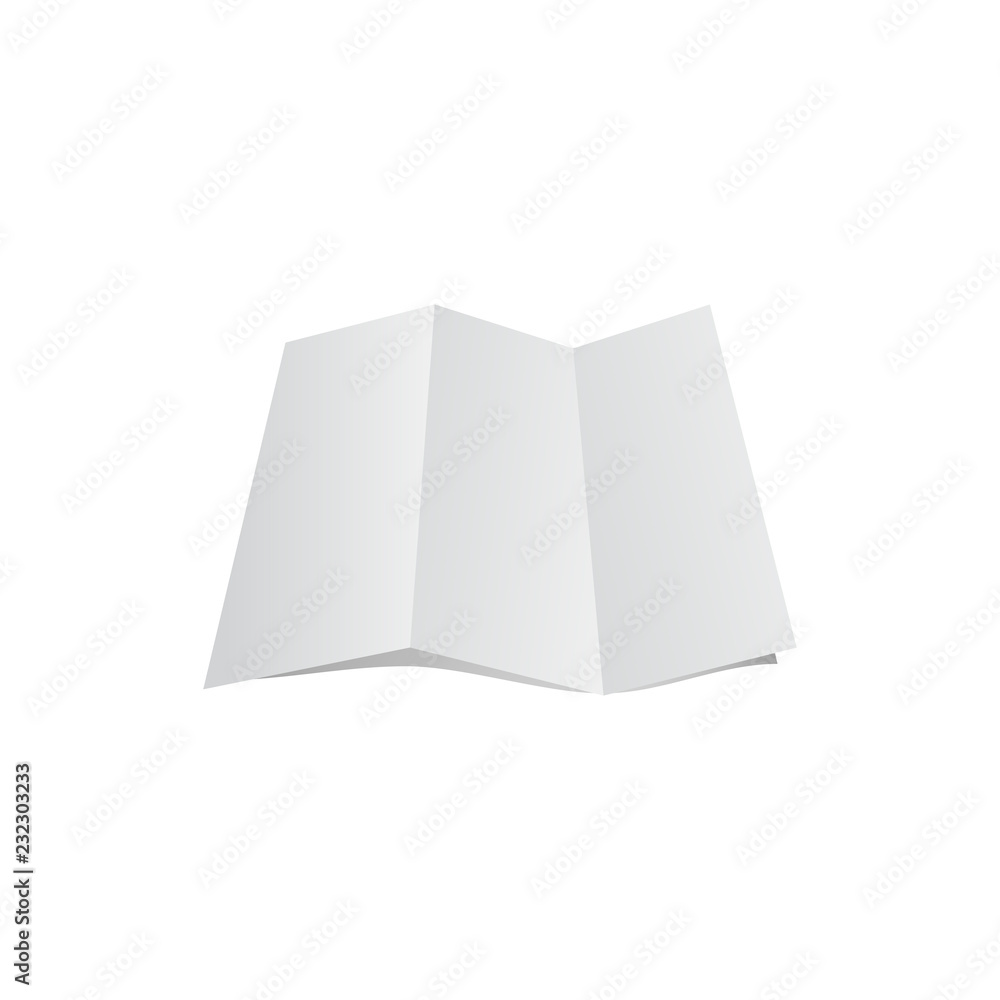 Vector folded paper. Folded paper sheet mockup. Blank tri fold paper ...