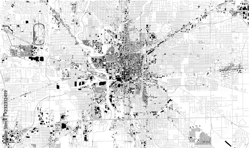 Vetor de Mappa satellitare di Indianapolis, Indiana, Usa, strade della ...