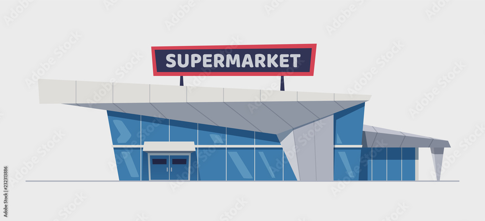 Modern supermarket building. Cartoon vector illustration Stock Vector ...