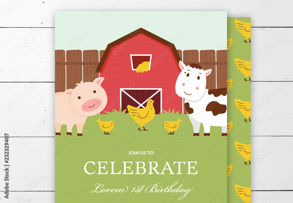 Kids Birthday Party Invitation Layout Stock Template | Adobe Stock