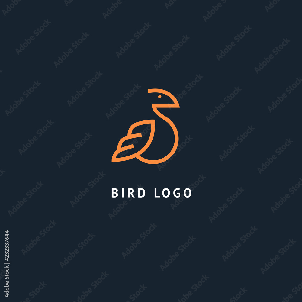 Bird silhouette logo. Vector abstract minimalistic illustration flying ...