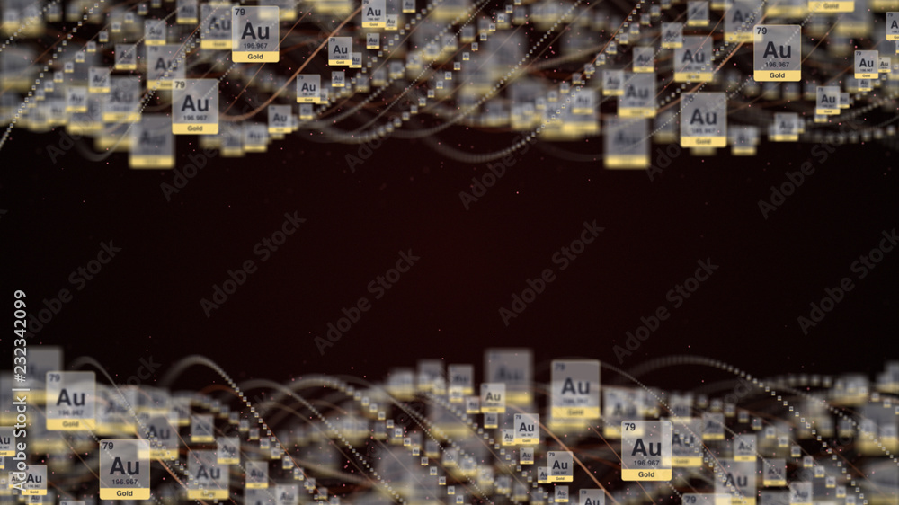GOLD Chemical Symbol, AU, Period Table, Computer Graphics, Background ...