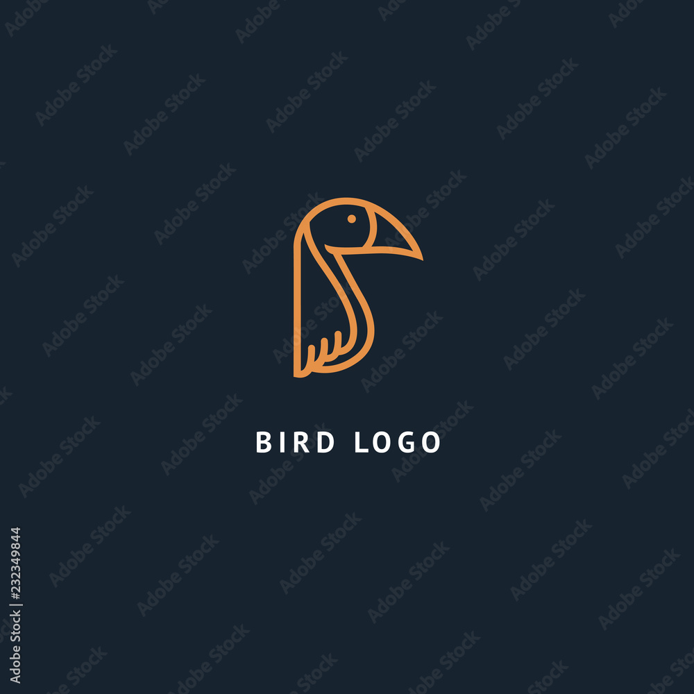 Bird silhouette logo. Vector abstract minimalistic illustration flying ...
