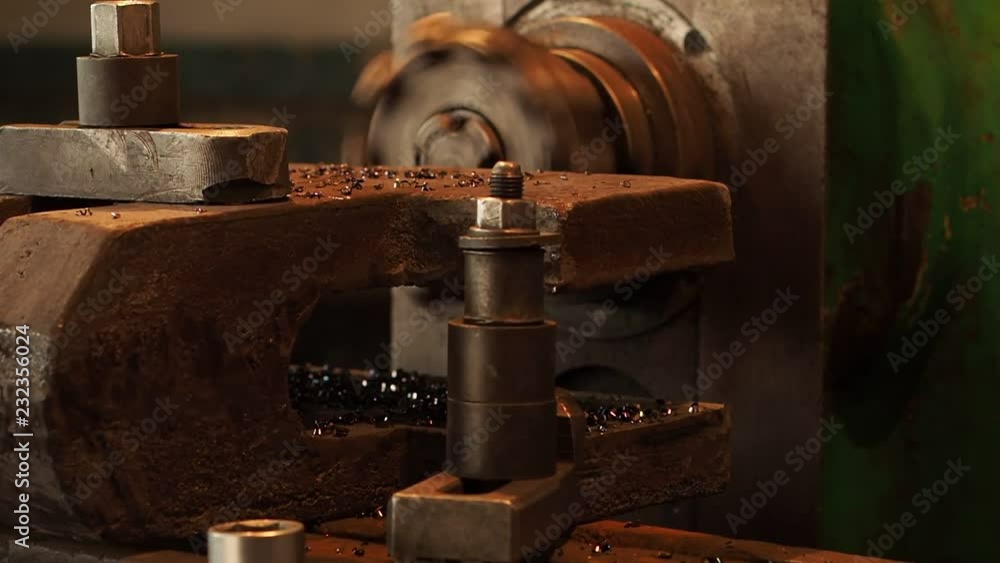 Vidéo Stock Details and Mechanisms of the Lathe Working process on ...