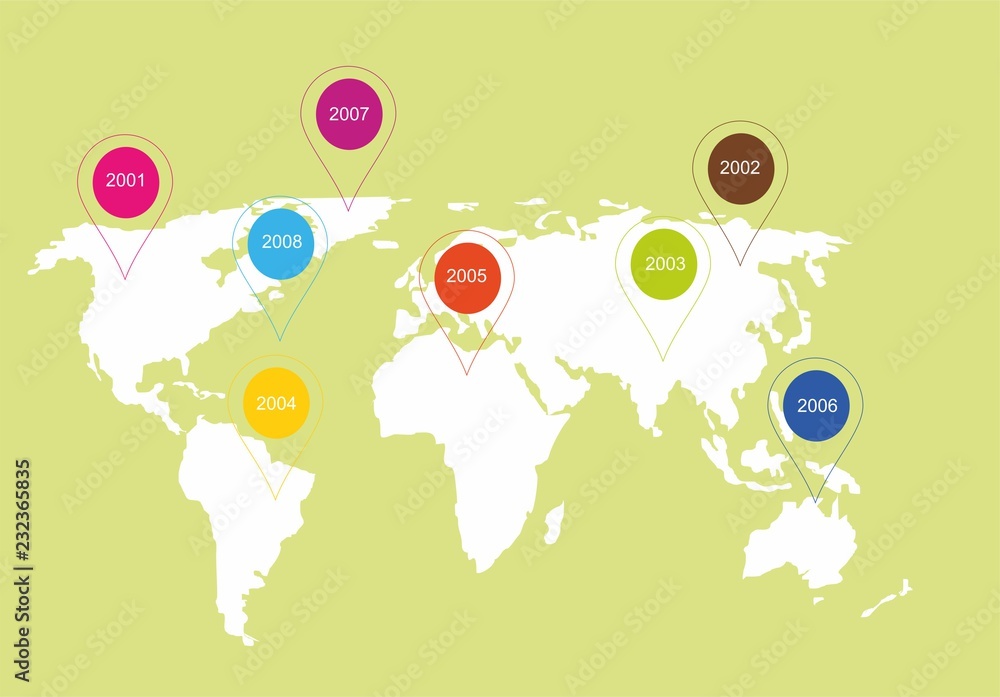 World map with markers Stock Vector | Adobe Stock