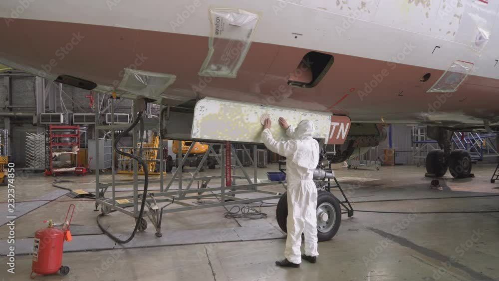 Repair of the aircraft fuselage. The color of the fuselage of the ...