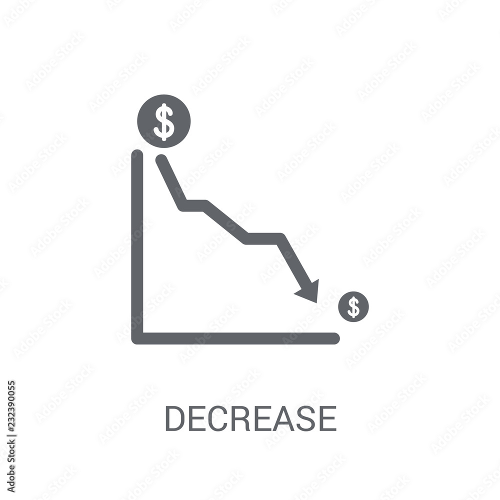 Decrease icon. Trendy Decrease logo concept on white background from e-commerce and payment ...