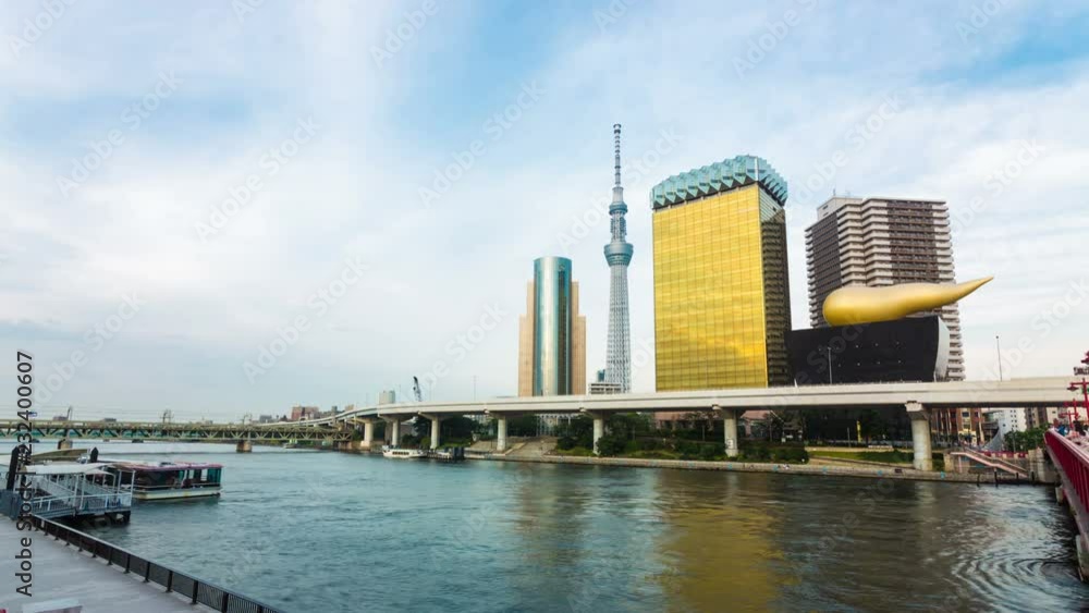 Stationary daytime time-lapse of fast moving clouds against a lovely ...
