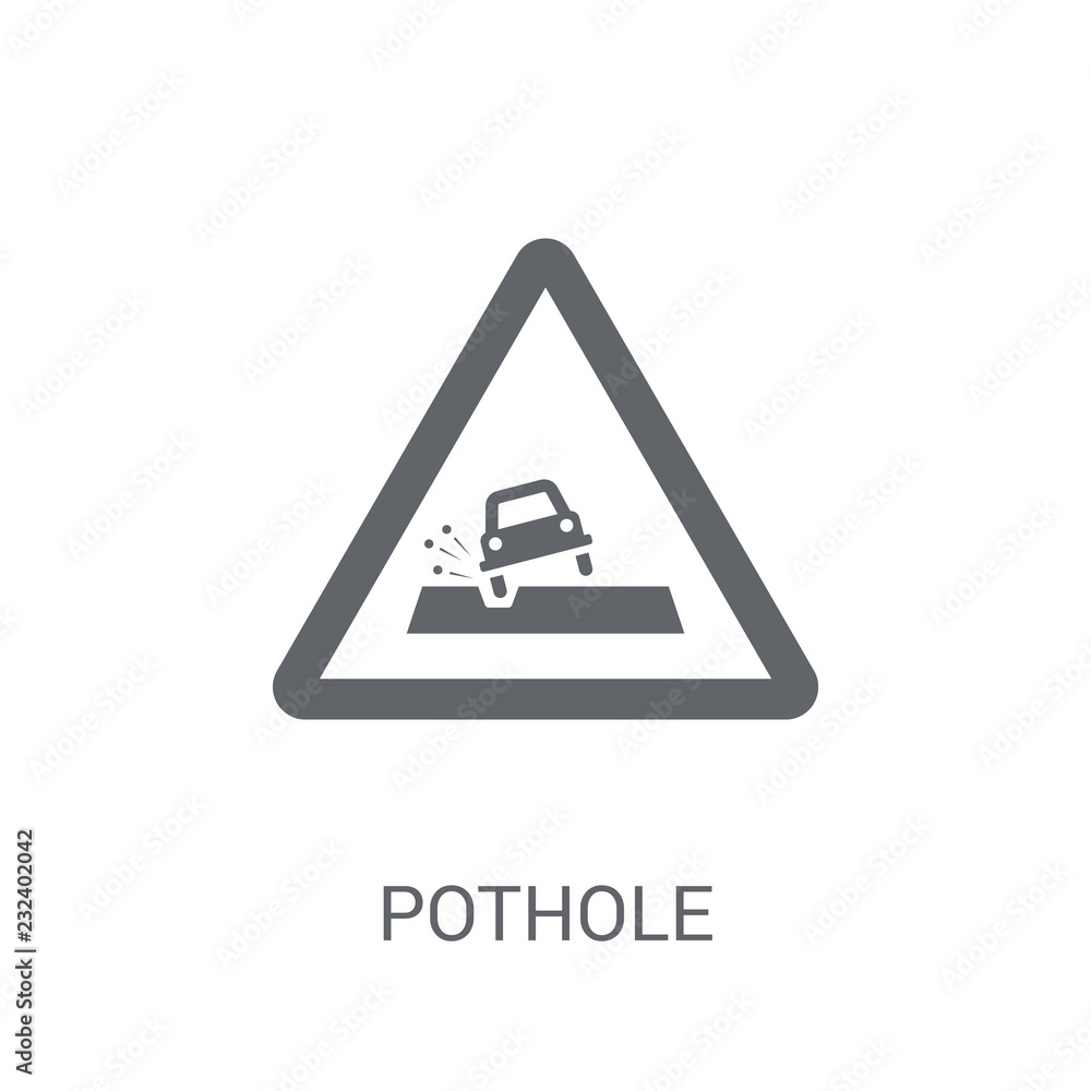 Pothole sign icon. Trendy Pothole sign logo concept on white background ...