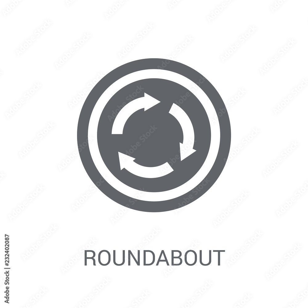 Roundabout sign icon. Trendy Roundabout sign logo concept on white ...