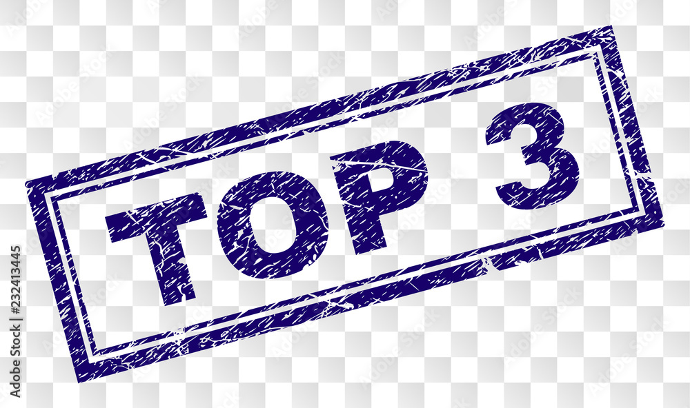 Vetor de TOP 3 stamp seal watermark with rubber print style and double ...