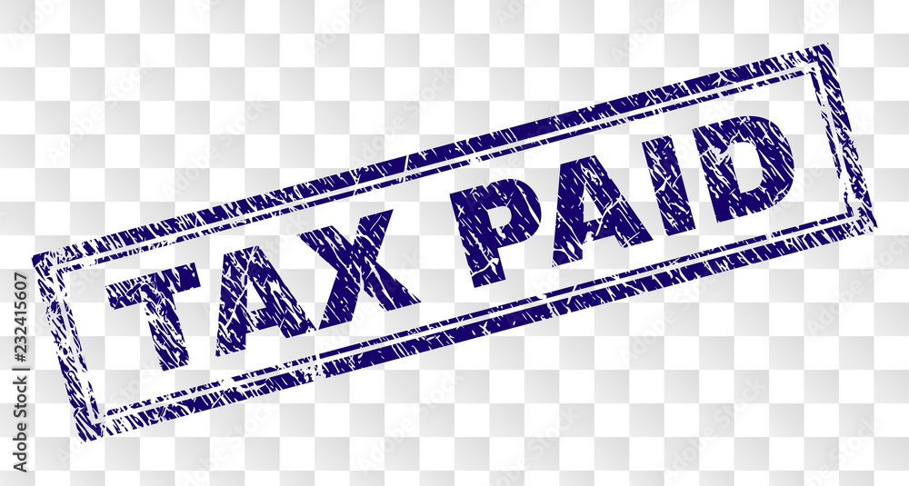TAX PAID stamp seal print with scratched style and double framed ...