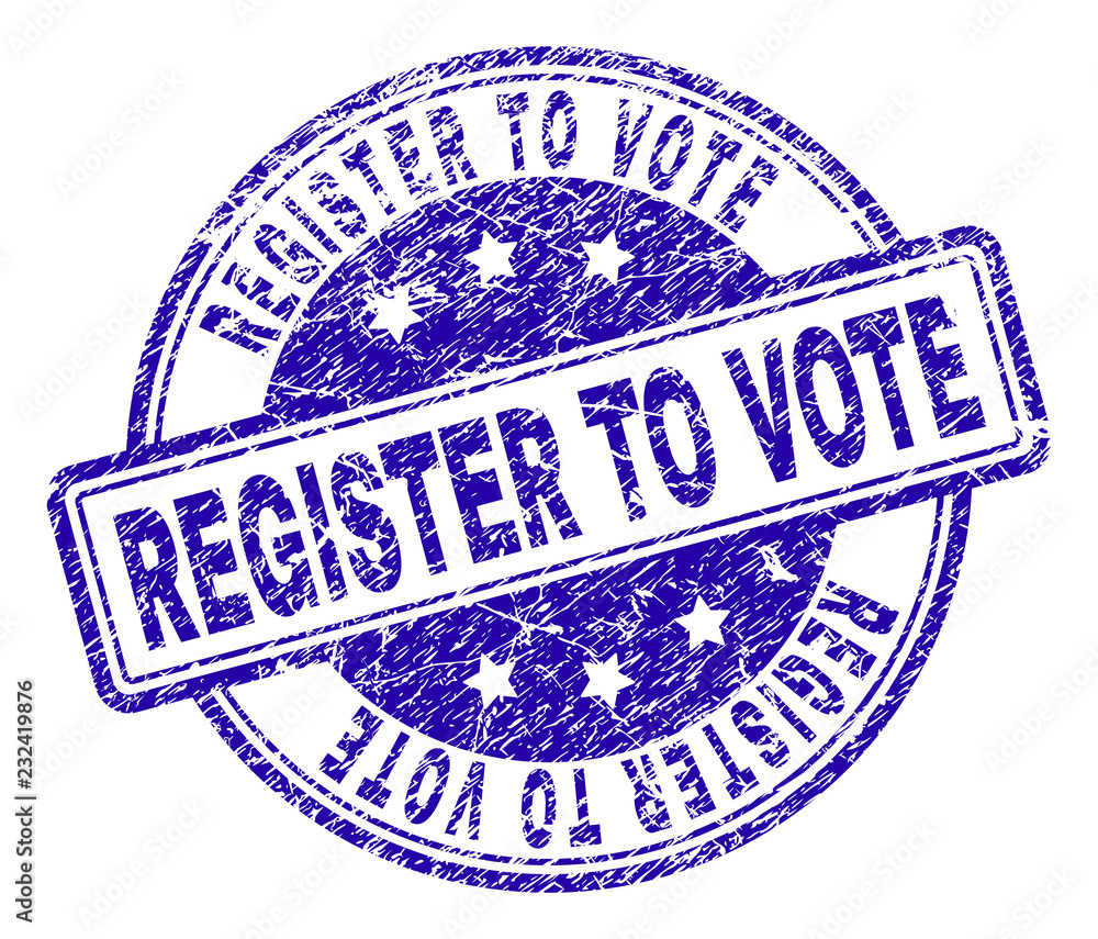REGISTER TO VOTE stamp seal watermark with grunge texture. Designed ...