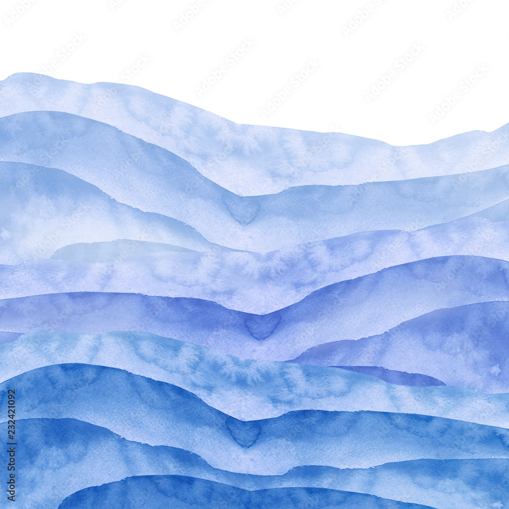 Watercolor line of blue paint, splash, smear, blot, abstraction. Used ...