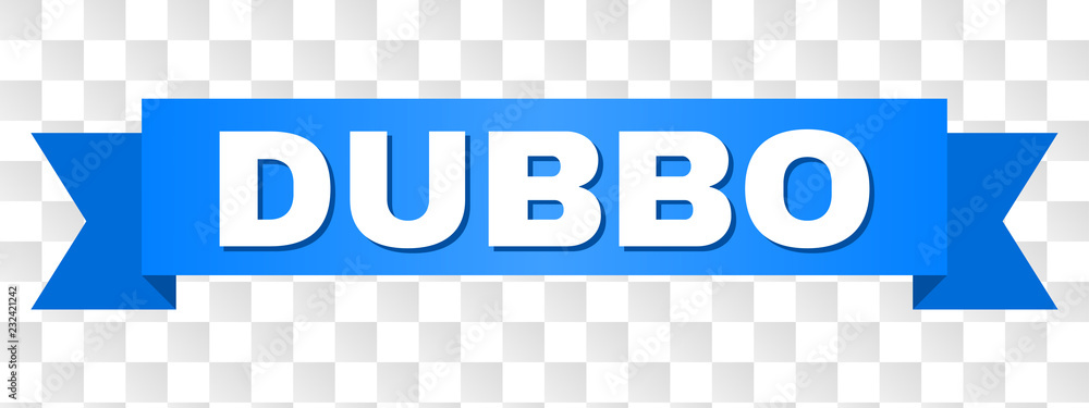 DUBBO text on a ribbon. Designed with white caption and blue stripe ...