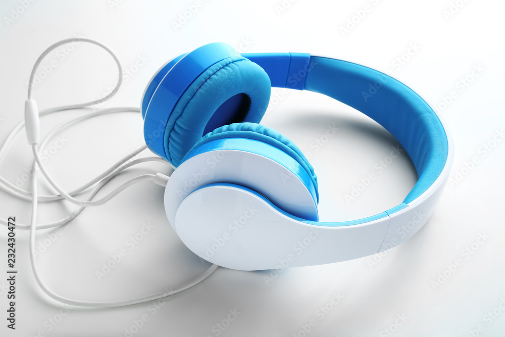 Modern headphones on white background Stock Photo | Adobe Stock