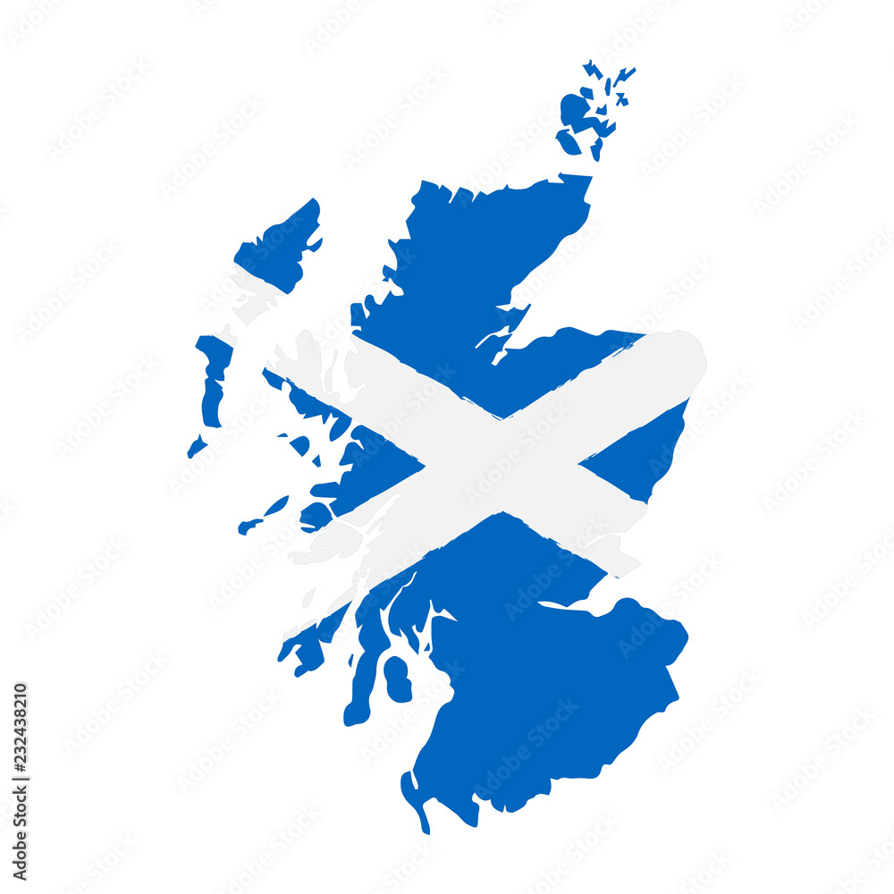 Map of Scotland with Flag. Hand Painted with Brush. Vector Illustration ...
