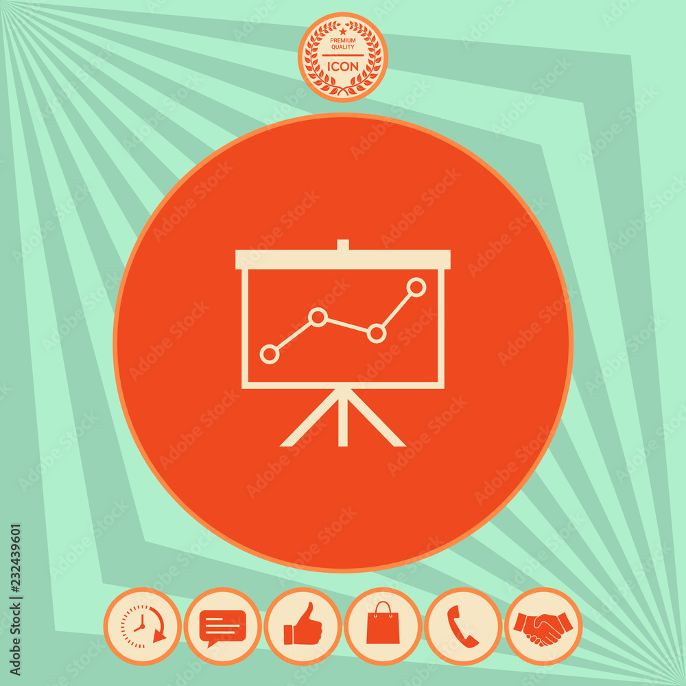 Flip-chart, projection screen with a graph. Stock Vector | Adobe Stock