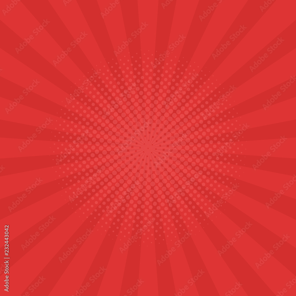 Bright red rays background. Comics, pop art style. Vector illustration ...