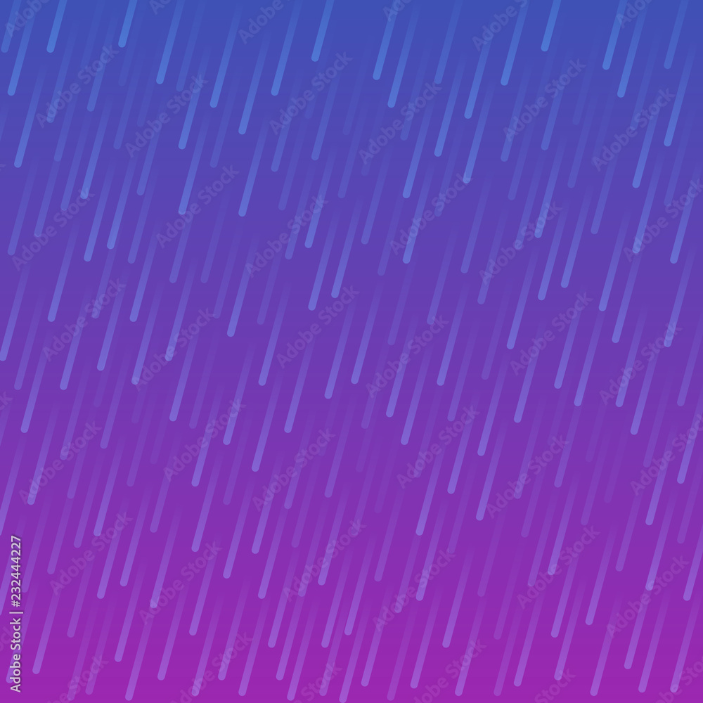 Neon colored purple rain drops on blue background. Vector illustration ...