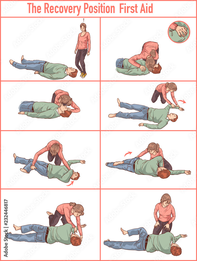 vector illlustration of a Recovery position (first aid) Stock Vector ...