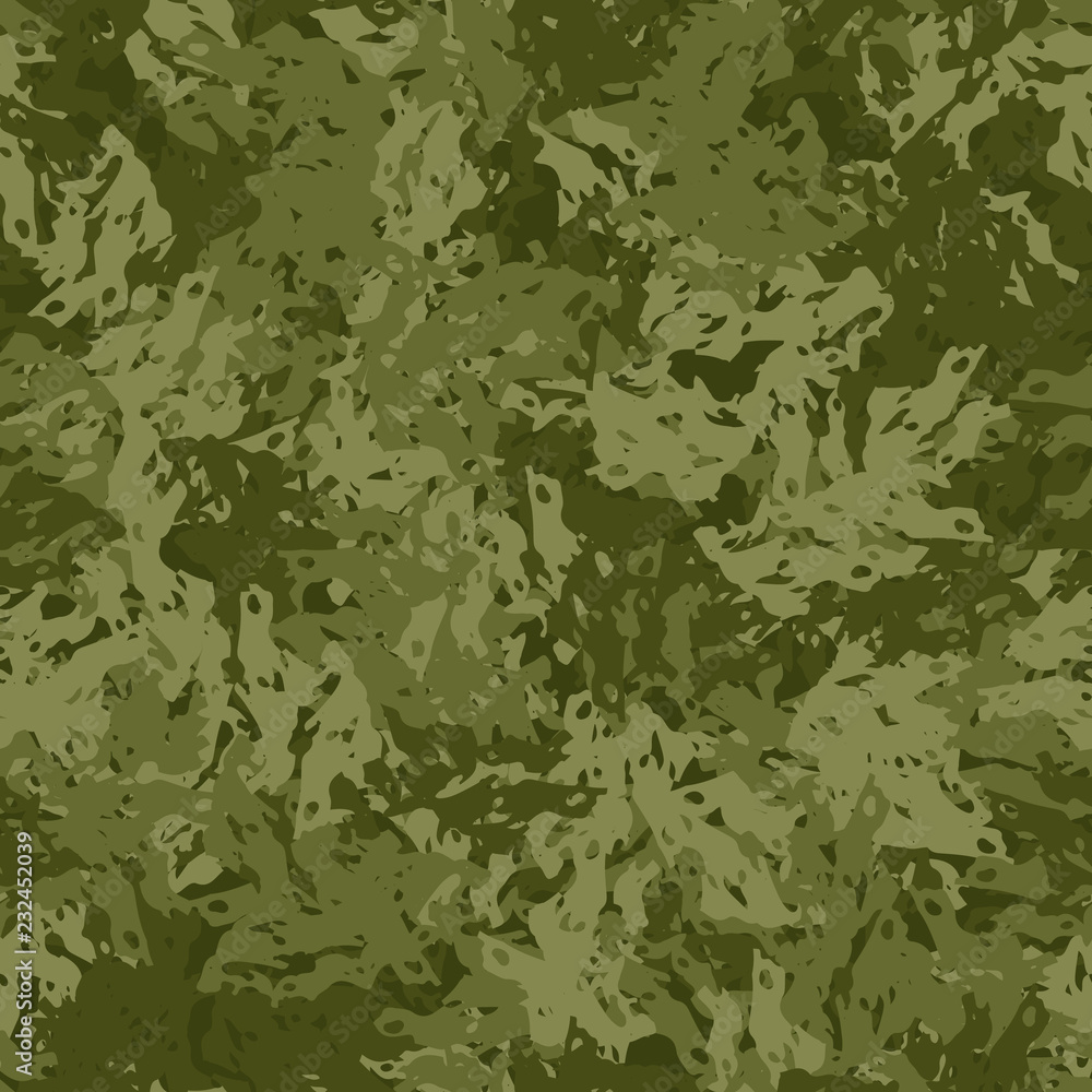 Military camouflage seamless pattern in different shades of green color ...