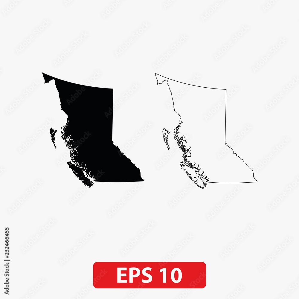 Map of British Columbia, Canada. Vector Stock Vector | Adobe Stock