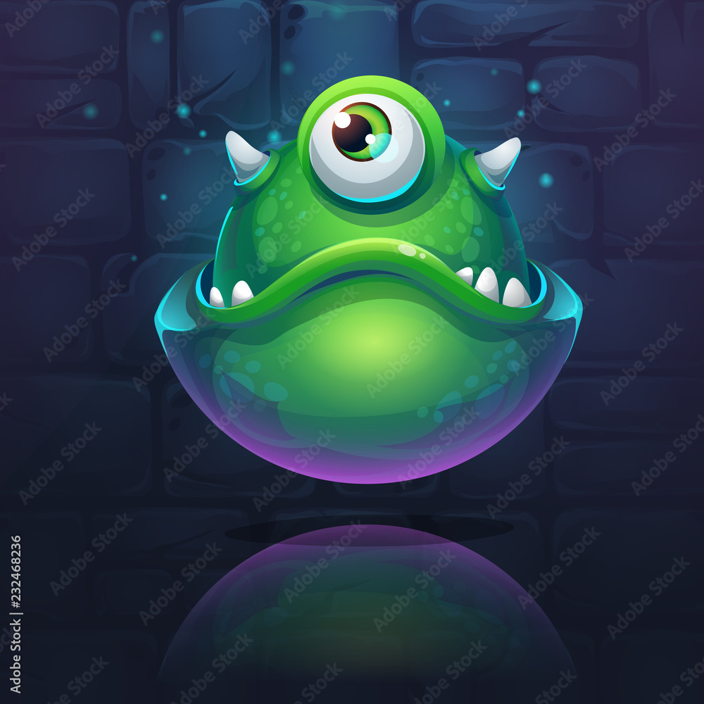 Vector cartoon illustration Green Monster Stock Vector | Adobe Stock