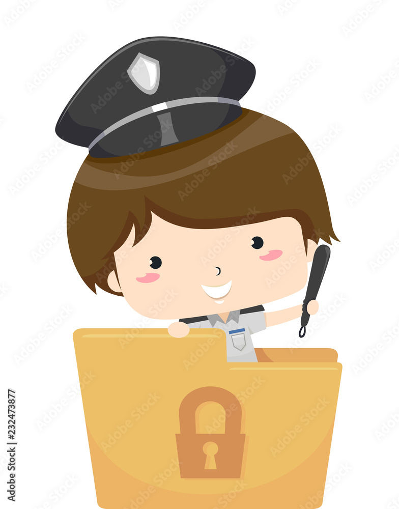 Kid Boy Security Guard File Illustration Stock Vector | Adobe Stock