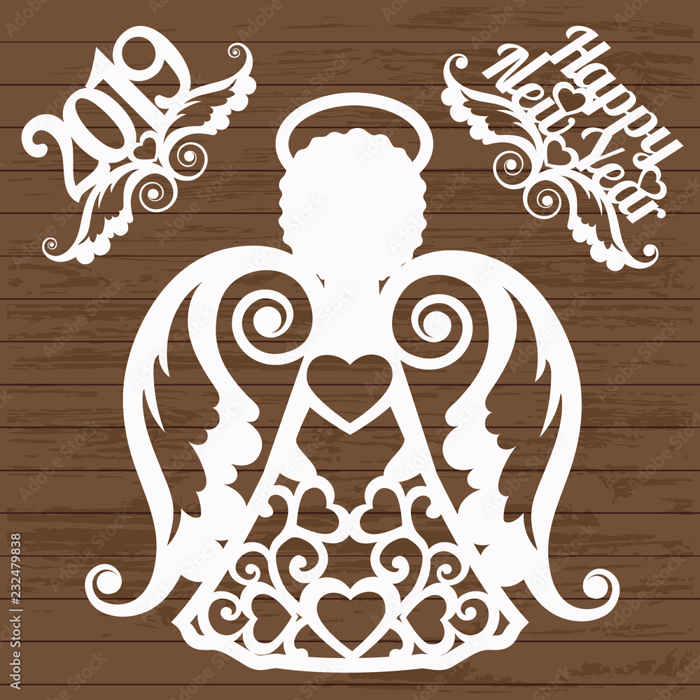 stencil angel for laser cutting Stock Vector | Adobe Stock