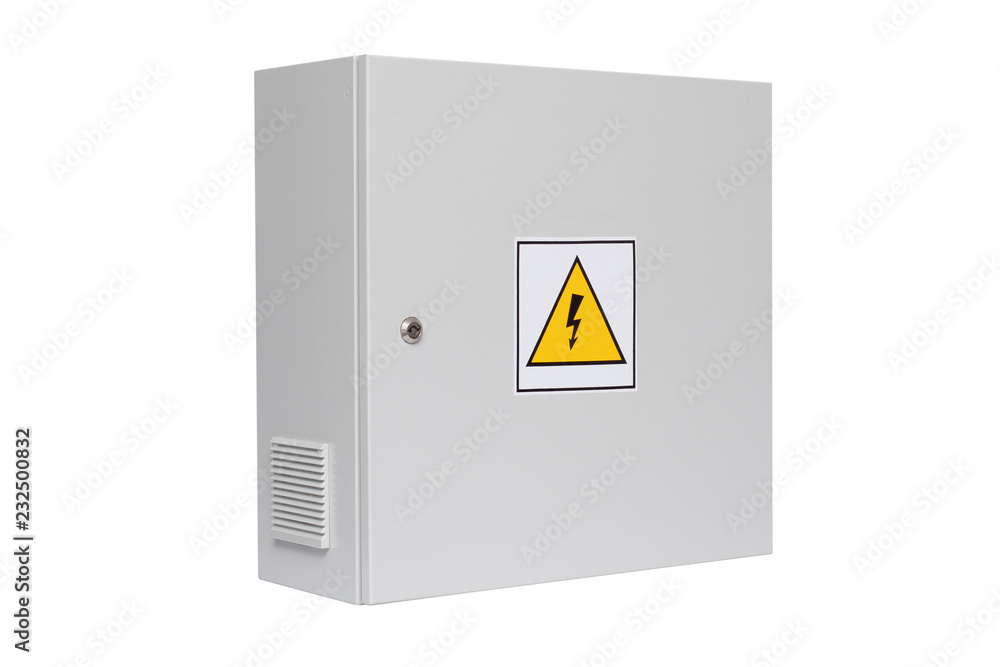 Electrical control box on a white background Stock Photo | Adobe Stock