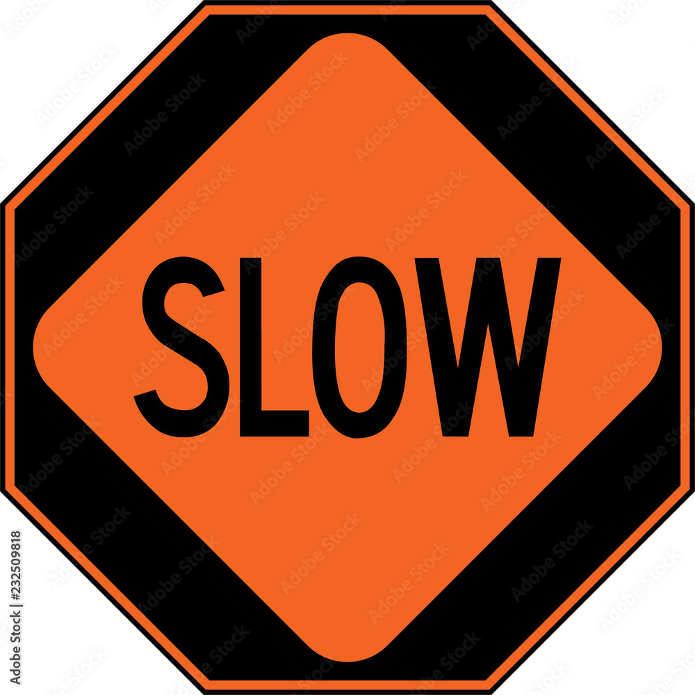United States of America road construction sign: go / slow / stop three ...