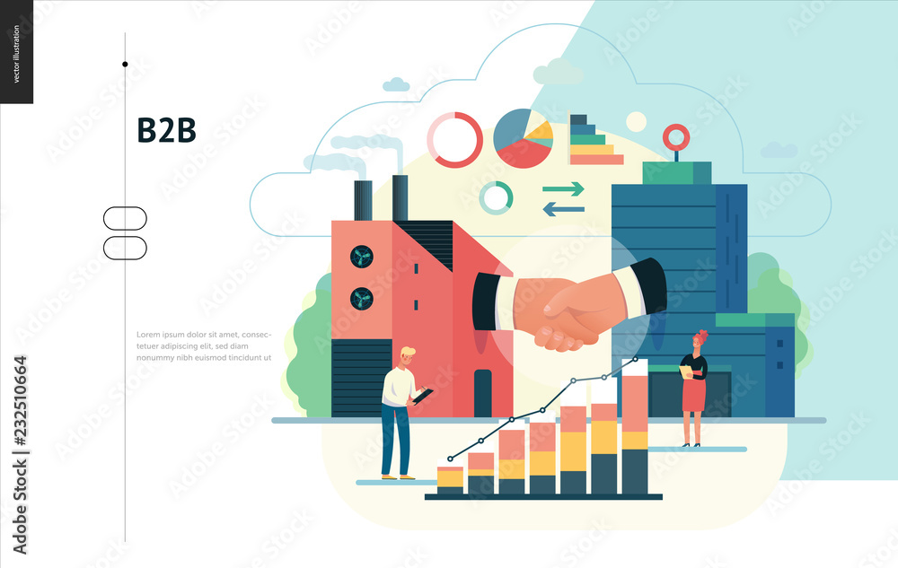 Business series, color 1 - b2b. business to business - modern flat ...