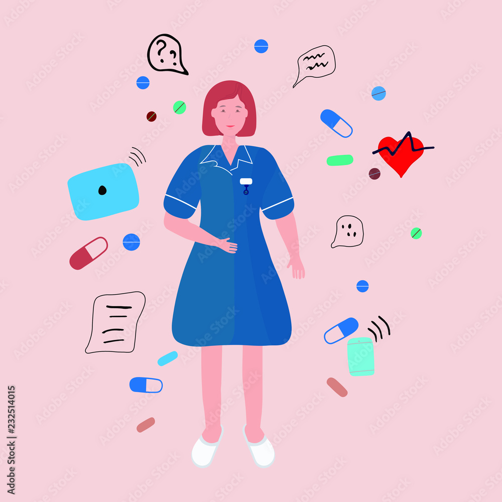 Staff Nurse with nursing kit and question marks as a template for staff ...