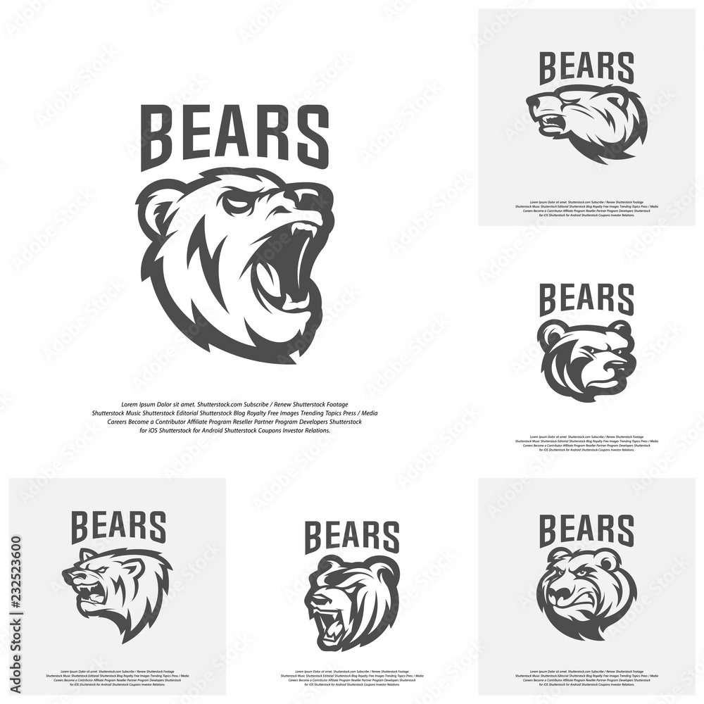 Collection of Bear Logo design vector. Modern professional grizzly bear ...