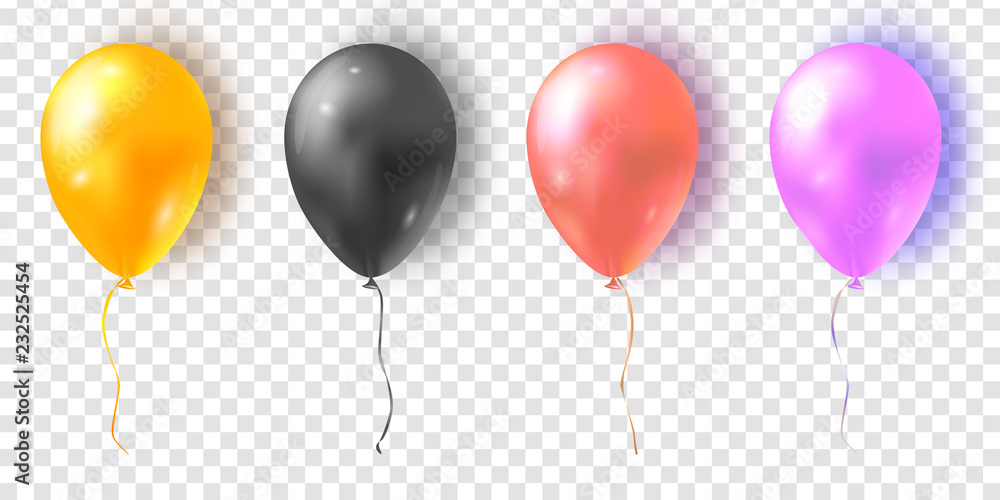 Vector set of glossy colorful balloons. Realistic air 3d balloons ...