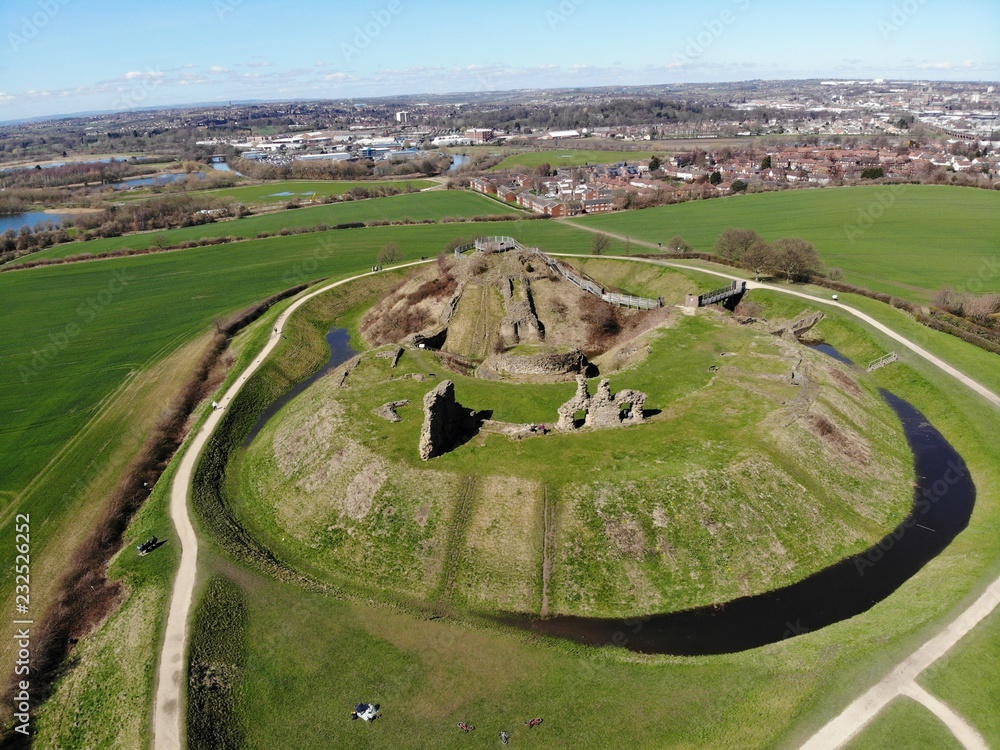 Aerial photo of Sandal Castle the ruined medieval castle in Sandal ...